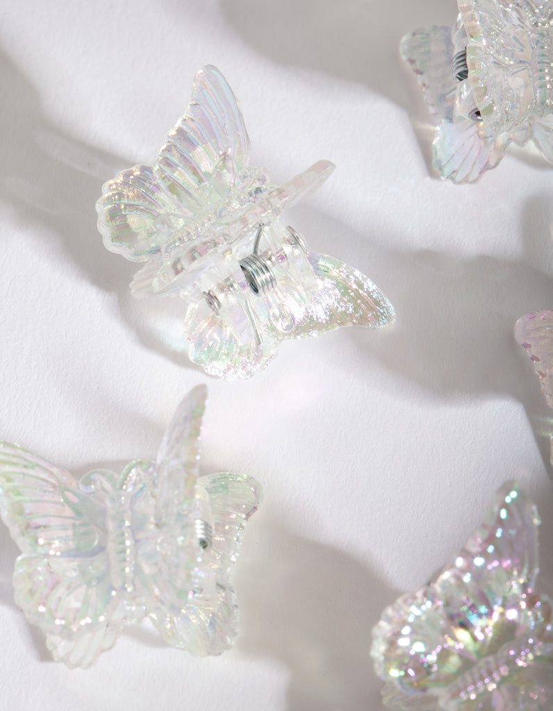 Kids Clear Acrylic Butterfly Clip Pack - Lovisa