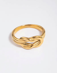 Waterproof Gold Plated Stainless Steel Classic Knotted Ring - Lovisa
