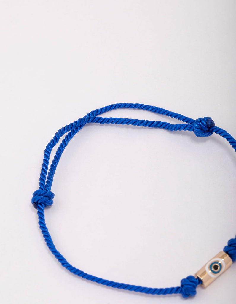 Blue Fabric Evil Eye Cord Adjustable Bracelet - Lovisa