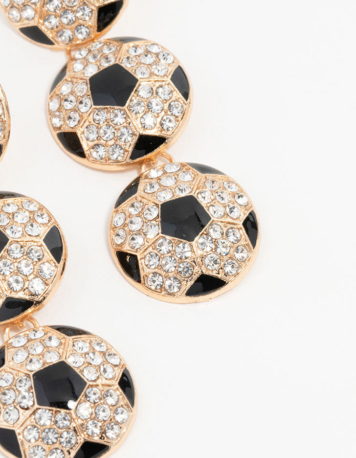 Large Gold Diamante Football Drop Earrings - Lovisa