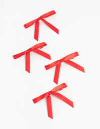 Red Mini Satin Fabric Bows 4-Pack - Lovisa