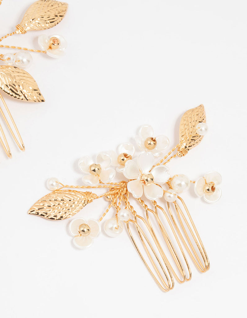 Gold Acrylic Flower Hair Combs & Hair Pins 5- Pack - Lovisa