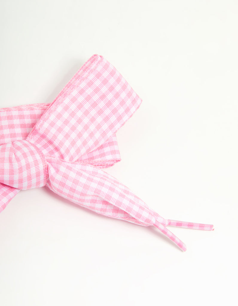 Pink Gingham Fabric Shoe Lace Set - Lovisa