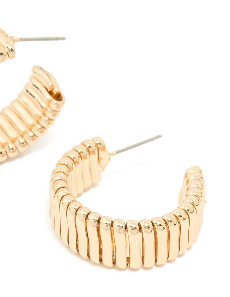 Gold Textured Watch Strap Style Hoop Earrings - Lovisa
