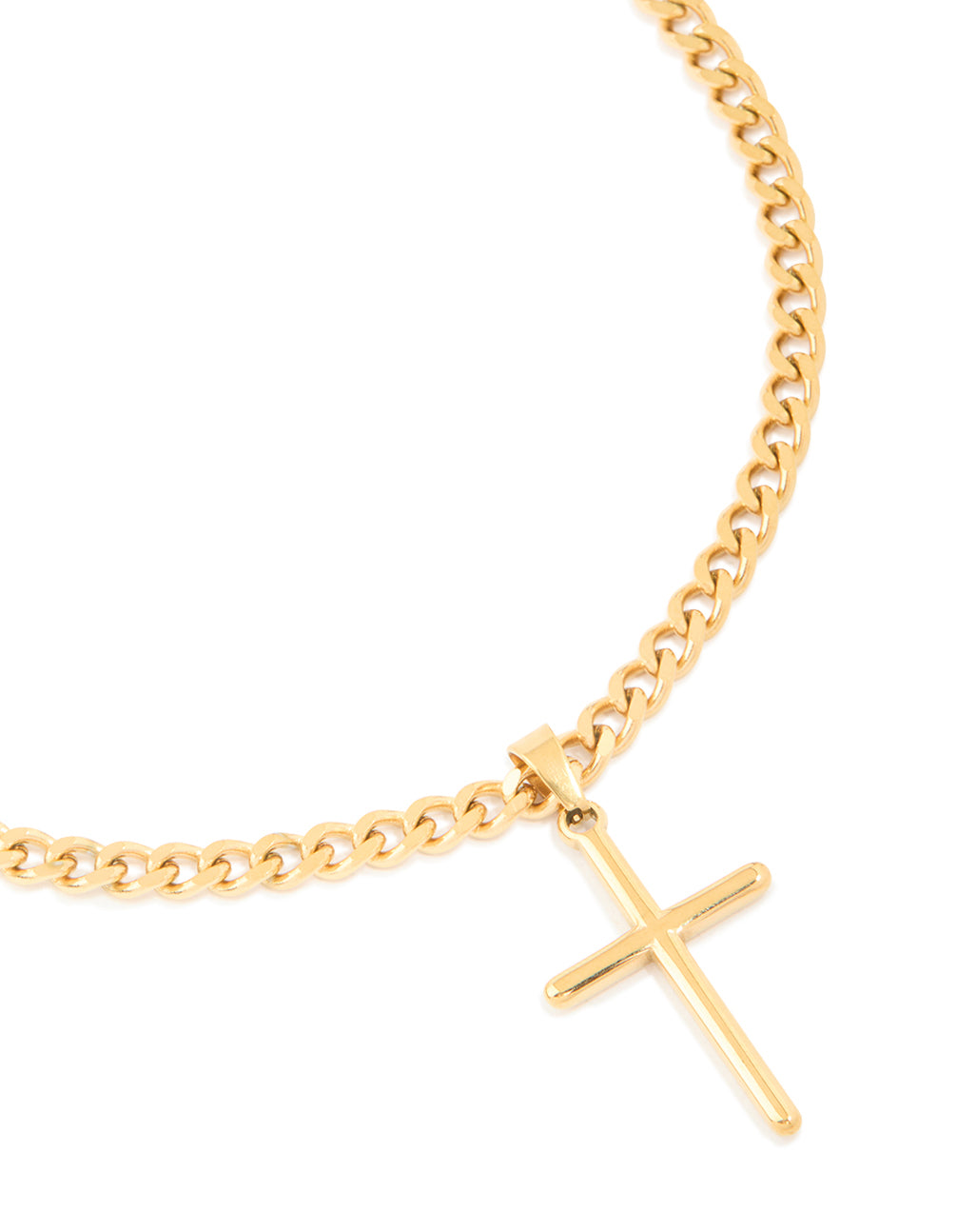 Waterproof Gold Plated Stainless Steel Smooth Plain Cross Necklace - Lovisa